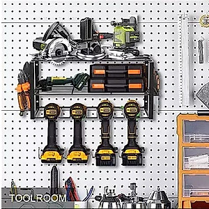 Keepsy Power Tool Organizer Utility Rack, Wall Mount, PegBoard, Heavy Duty Garage Tool Organizers Cordless Drill Holder and Storage Organization, Great Father's Day Gift