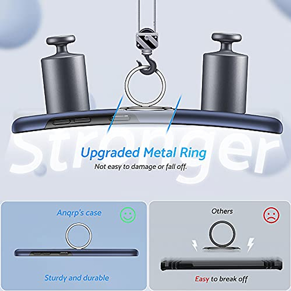 Anqrp Hidden Series Galaxy S21 Case 5G, [Heat Dissipation] [No Fall-Off Kickstand] 360° Metal Ring, Military Grade Shockproof Protective Phone Case Designed for Samsung Galaxy S21, Midnight Blue