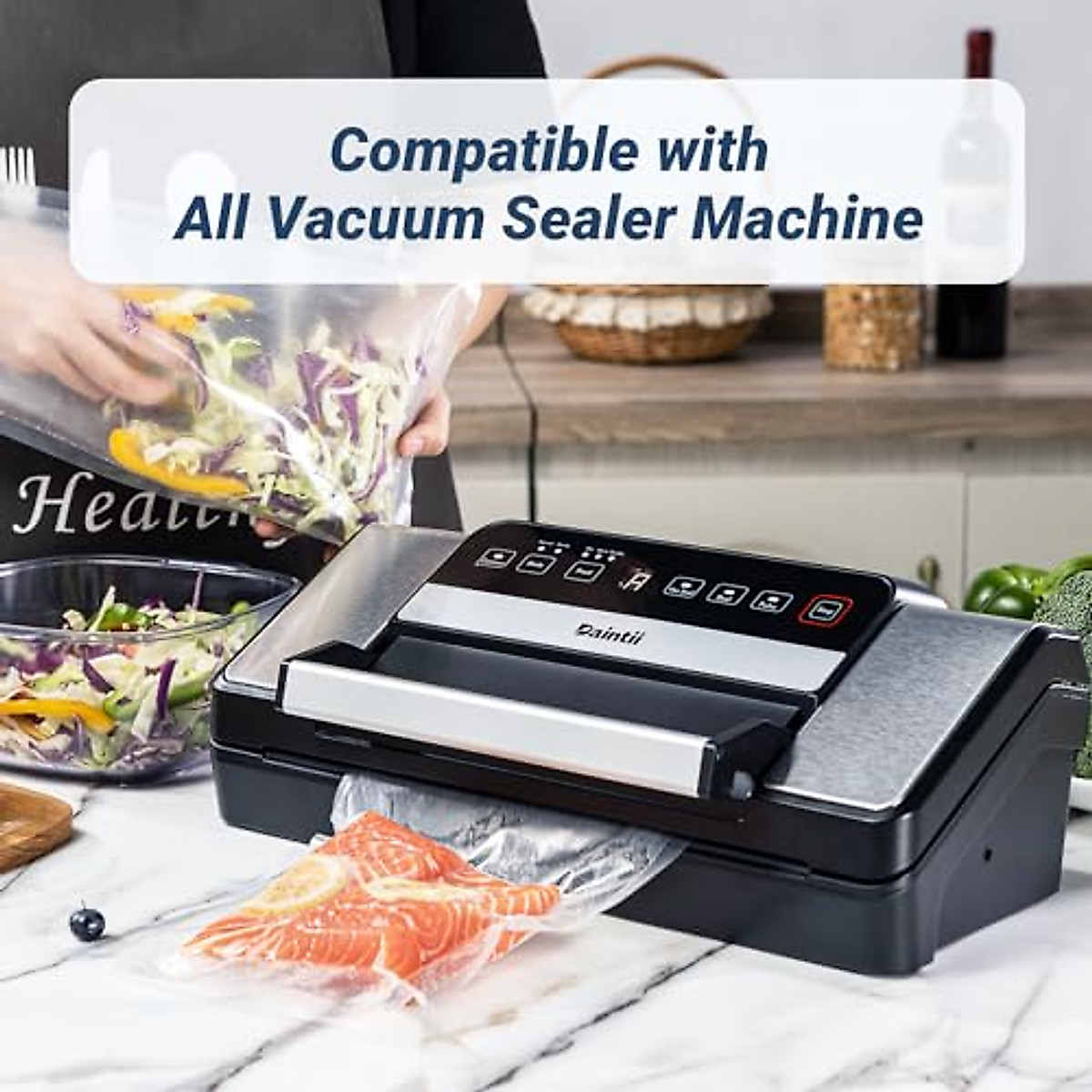 Vacuum Sealer Bags, 50 Count 8x12inch Vacuum Seal Bags Fits for Food Saver, Geryon and Other Vacuum Sealer Machines, BPA Free & Heavy Duty Safe for Food Storage, Meal Prep and Sous Vide