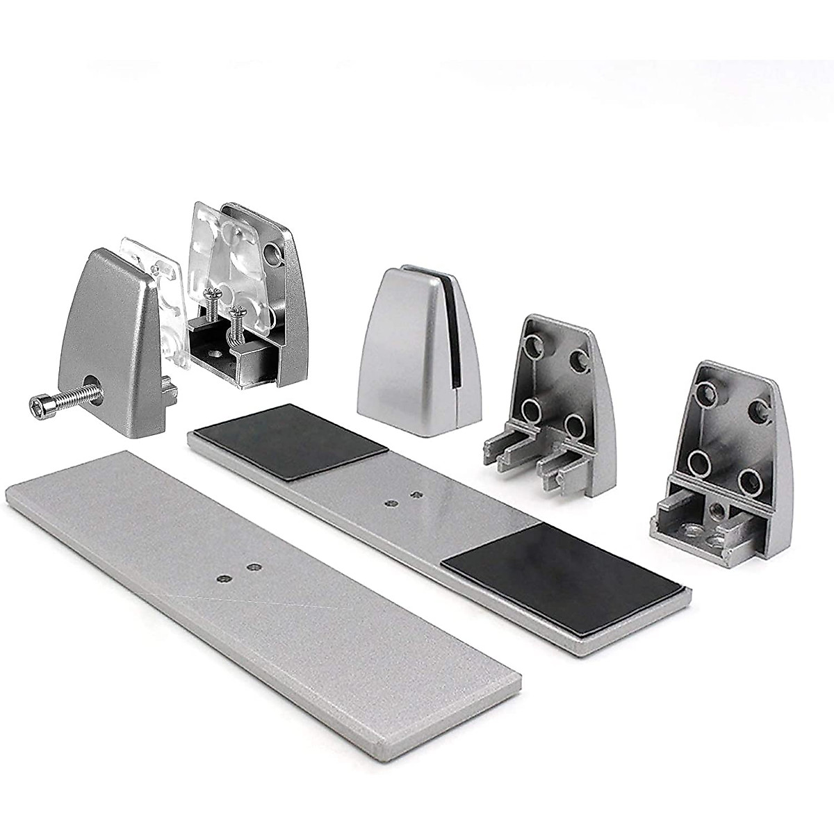 Sneeze Guard Clamp Bracket, T-Shaped Desk Partition Clamp with Freestanding Base for Clear Acrylic Shield Heavy Duty Auminum Guard Clamp, Desktop Countertop Reception 2PC