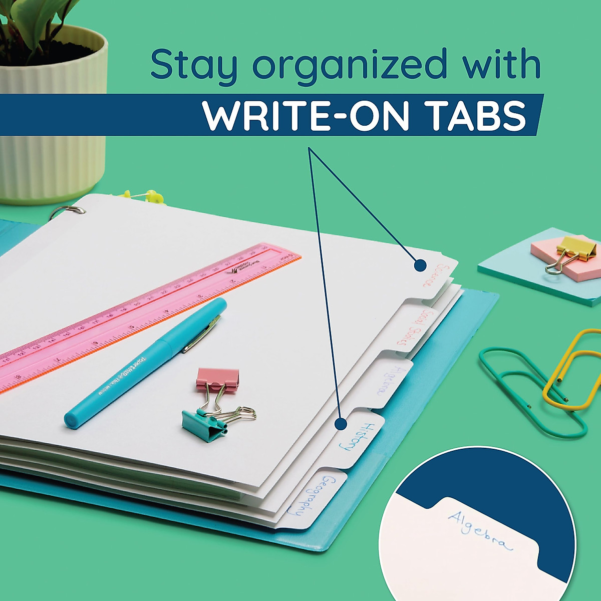 Blue Summit Supplies 3 Ring Binder Dividers with Reinforced Edge, 1/5 Cut Tabs, Letter Size, 3 Hole Punch Section Index Dividers for Binders, White, 100 Page Divider Pack