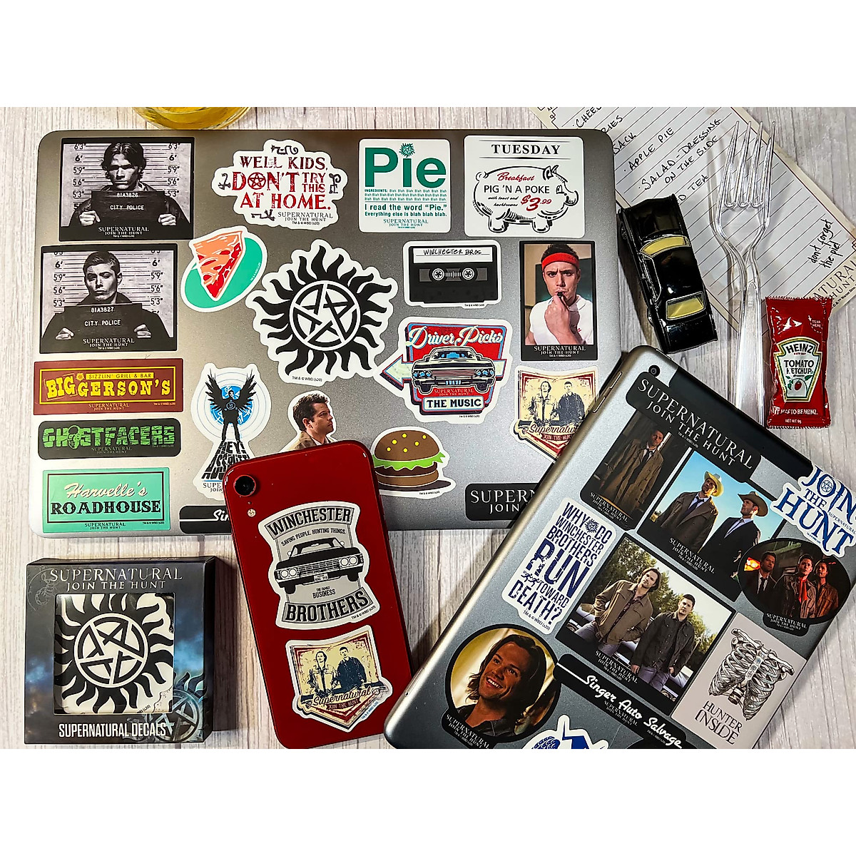 Conquest Journals Supernatural Winchester Brothers Vinyl Stickers, Set of 60 Unique Stickers Including 5 Holograms, Waterproof and UV Resistant, Great for All Your Gadgets