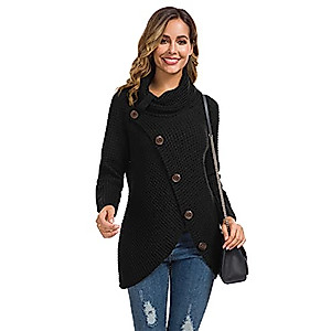 GRECERELLE Womens Turtleneck Sweaters 2023 Fall Chunky Long Sleeve Asymmetric Knit Pullover Sweaters