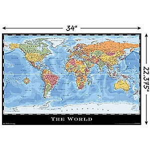 Trends International World Map Wall Poster 22.375" x 34"