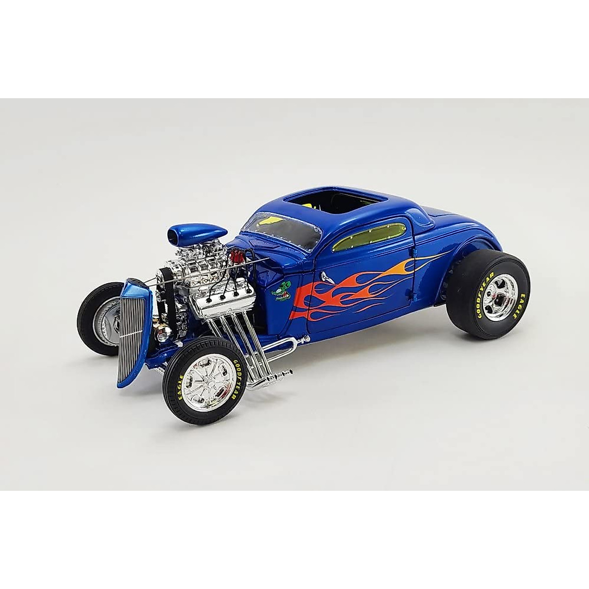 ModelToyCars 1934 Rat Fink Hot Rod Blown Altered Coupe, Blue - Acme 18965 - 1/18 Scale Diecast Model Toy Car