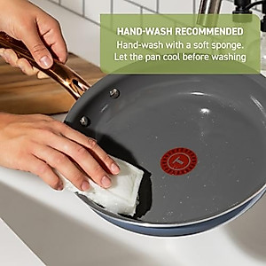 T-fal Preserve Ceramic, Ceramic Non Stick Jumbo Cooker w/Lid & Handle, 5 Quart, Oven Broiler Safe 350F, Easy Food Release, Saute Pan, Deep Frying Pan, Kitchen, Cookware, Pots and Pans, Blue