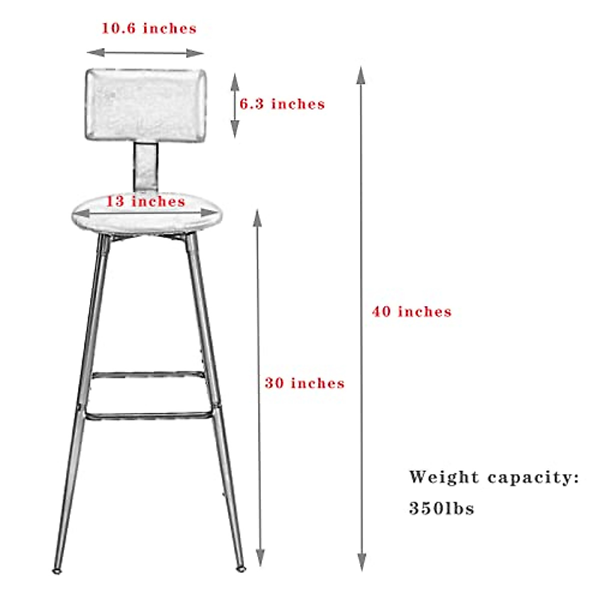 CUYOCA Bar Stools Bar Chairs with Back, 30 Inch Barstools with Metal Legs, Faux Leather Upholstered for Pub, Restaurant, Kitchen Island (Dark Brown)