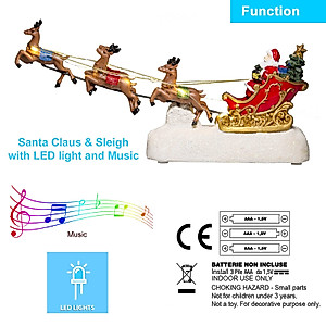 innodept12 Santa's Sleigh and Reindeer Assortment - Christmas Reindeer Car with LED Light UP