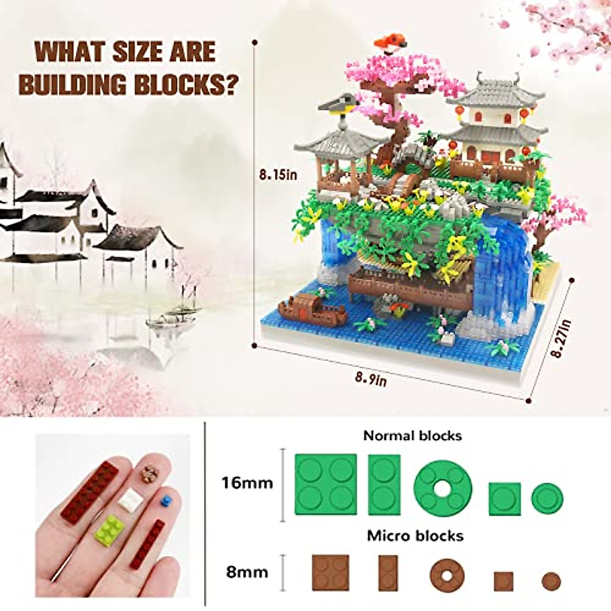 Beego Cherry Blossom Flowers Bonsai Tree Mini Building Kit Set Compatible with Lego, Chinese Architecture Building Blocks with Light, Japanese Sakura Tree House Gift for Adults and Kids(3320PCS)