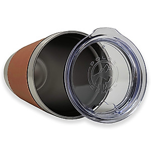 LaserGram 20oz Vacuum Insulated Tumbler Mug, Cargo Airplane, Personalized Engraving Included (Faux Leather, Dark Brown)