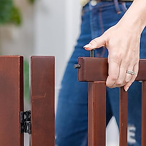 Primetime Petz 360 Configurable Dog Gate with Door – Indoor Freestanding Walk Through Wood Pet Gate,Walnut