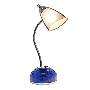 Limelights LD1015-CBL Flossy Organizer Desk Lamp with Charging Outlet Lazy Susan Base, Clear Blue 18.50 x 6.40 x 6.40 inches