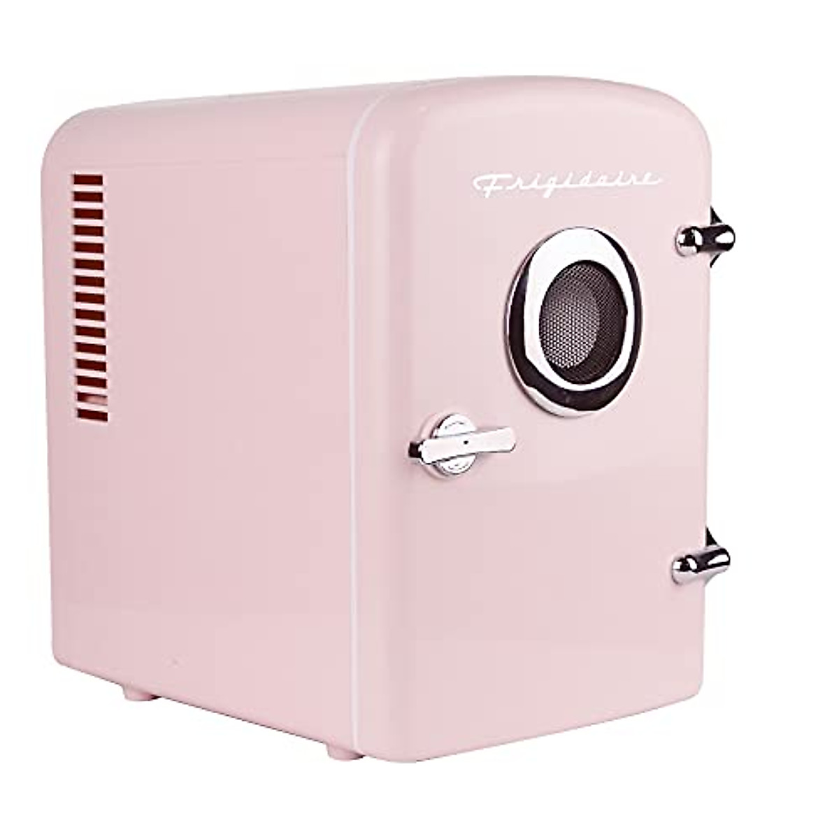 Frigidaire EFMIS151-PINK EFMIS151 Mini Portable Compact Personal Home Office Fridge Cooler Built in Speaker, 4L Capacity, Chills Six 12 oz Cans, 100% Freon-Free & Eco Friendly, standard, Pink