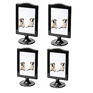Leoyoubei 4x6 Inch Double Sided Standing Picture Frames, Pack of 4 Black Pedestal Photo Frame with Inserts and Base, 2 Sided Frame for Vertical Display Postcards,Tickets,Family Photo Frame