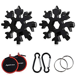 Gifts For Men Fathers , Gifts For Dad 18-in-1 Snowflake Multi Tool Snowflake Tool Stainless Steel multitool for Men Women Outdoor Travel Camping Adventure Tools(Black 2pcs)