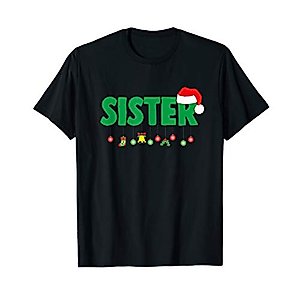 Christmas Sister Sibling Santa Matching Family T-Shirt
