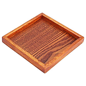 Fdit Small Portable Square Shape Solid Wood Tea Coffee Snack Food Dinning Serving Tray Plate for Home Kitchen Accessories(18 * 18 * 2)