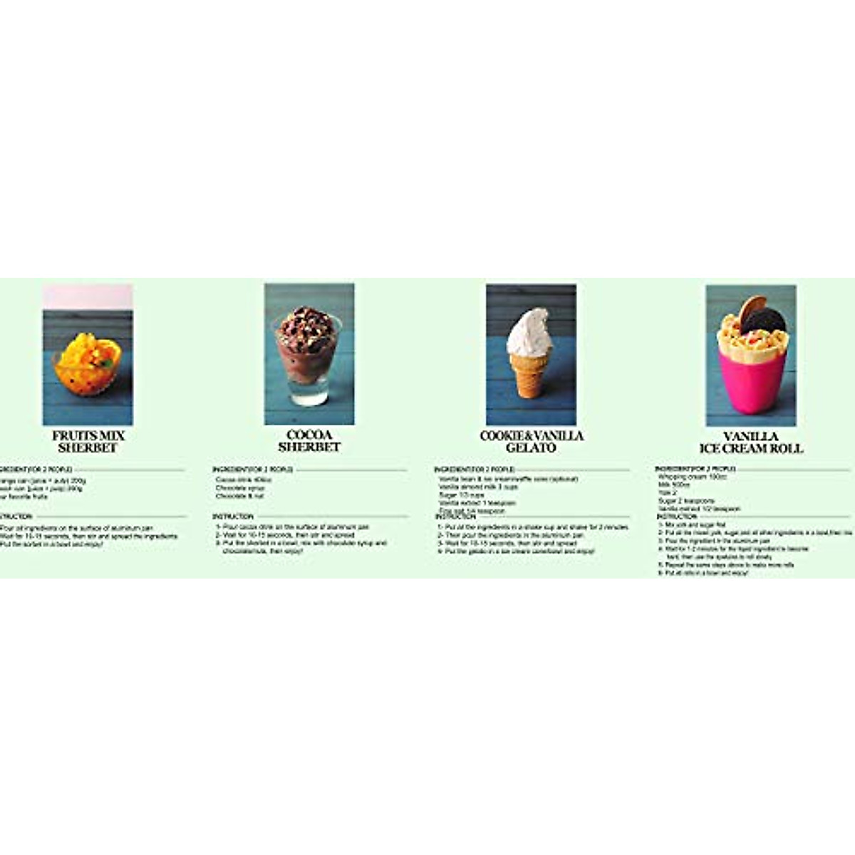 Ice Cream Maker/Pan/Roll - Frozen Yogurt, Sorbet, Gelato - Family Fun, Healthy Alternative DIY at home (Turquoise)