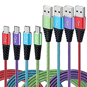 Android Charger Cable Fast Charge,Nylon Braided Micro USB Cable 10FT [4-Pack] Fast Charging Cord Compatible with Samsung Charger,Galaxy S6 S7 Edge J3 J7,LG,HTC,Motorola,Sony,Xbox One,PS4,Bynccea