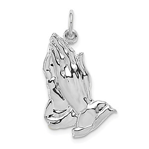 Auriga Fine Jewelry 14k White Gold Praying Hands Pendant Gift for Women