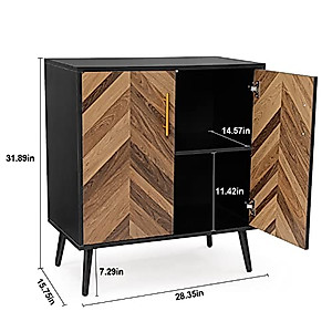 Likein Black Storage Cabinet with 2 Doors, Modern Sideboard Buffet Cabinet with Storage, Black Accent Storage Cabinet with Doors & Adjustable Shelves for Living Room, Office, Bedroom, Entryway