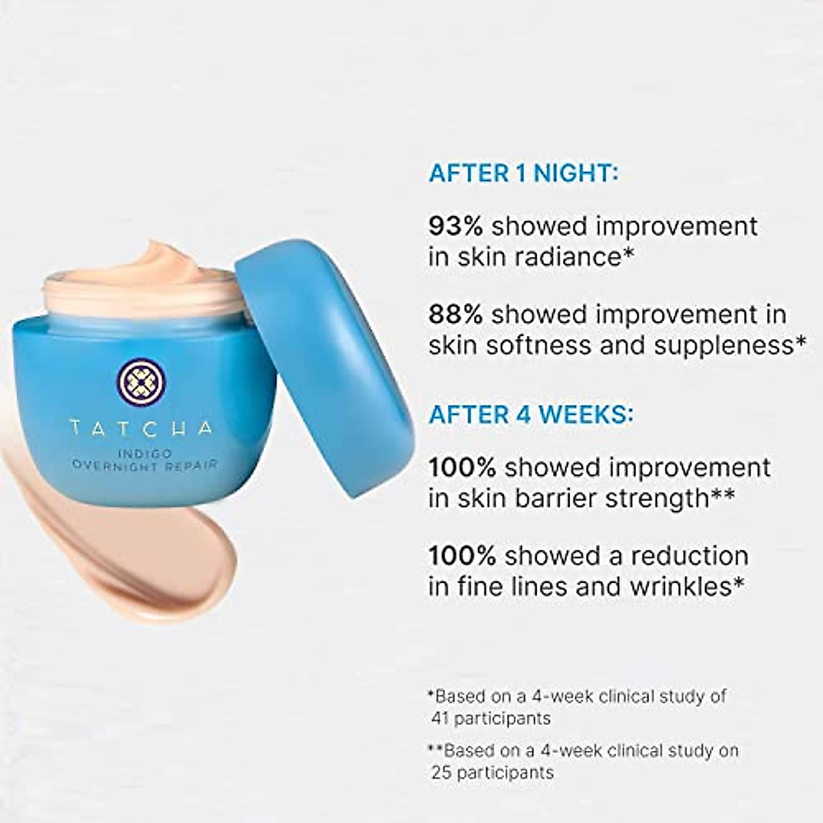 TATCHA Indigo Overnight Repair: Serum in Cream Treatment, Fragrance Free, 50ml | 1.7 oz