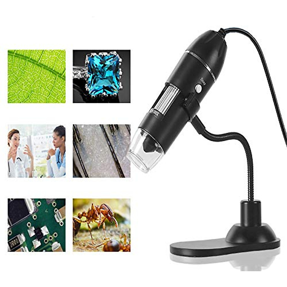 Meichoon Bendable Digital Microscope 1000X Electronic Handheld Portable Mini USB Microscope Magnification Camera with 8 LED HD Lights, NB05