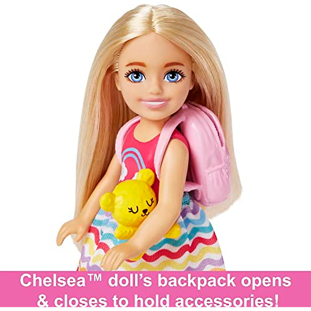 Barbie Chelsea Doll & 6 Accessories, Travel Set with Puppy, Pet Carrier & Backpack that Opens & Closes, Blonde Small Doll