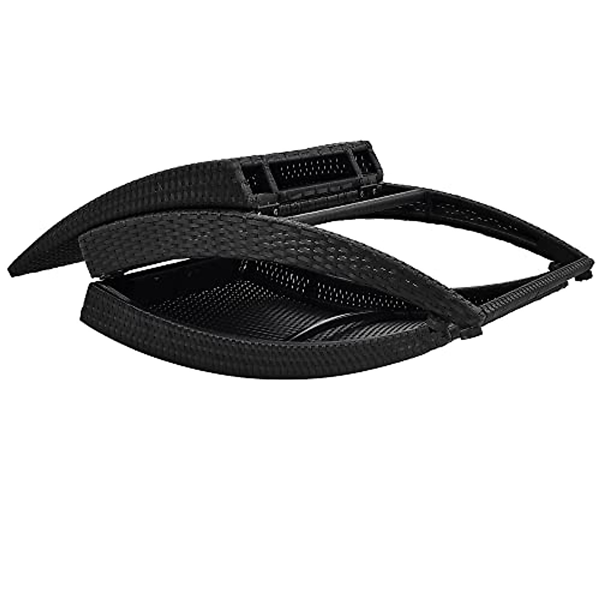 DHHU Foldable Chaise 2-Piece Sofa Set, Patio Wicker Sun Lounger with Removable Bolster Pillow, Green Cushion, Blue