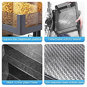 Blind Corner Cabinet Pull Out Organizer with 4-Shelf Glass Basket Corner Stainless Steel Damping Guide Rail Cabinet Storage Shelves Spice Rack for Installation on Left or Right Blind Corner Cabinet (