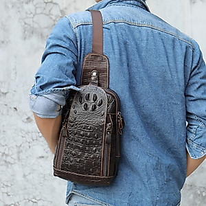 QAZWSXE Mens Sling Bags Crossbody,Shoulder Bag for Men,Men Crossbody Bags for Hiking Traveling Outdoors (11-coffee)