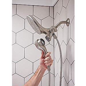 Moen Engage Magnetix Spot Resist Brushed Nickel Multi-Function Handshower and Rainfall Shower Head Trim Combo with Shower Handle, Tub Spout, Metal Hose and Valve, 82304SRN