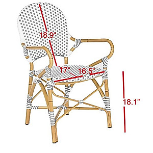 Safavieh Outdoor Collection Hooper Grey/White/Light Brown Stacking Bistro Arm Chair (Set of 2)