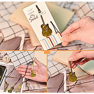 Phineon 6pcs Metal Bookmark Piano Harp Accordion Violin Trumpet Guitar Book Marks with Braided Tassel Pendant for for Kids Students Children Boys Girls