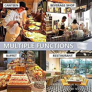 Helfe Pack of 6 Polycarbonate Clear Food Trays 1/4 Size Stackable Plastic Trays Square Food Storage Containers for Kitchen Restaurant Food Preparation and Office Organization