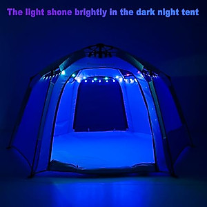 Portable Hexagon Kids Play Tent with LED Strip Lights Indoor Children Play House Easy Set-up Space Tent Dream Tent for Night.4-5 Person Large Tent & Birthday Gifts