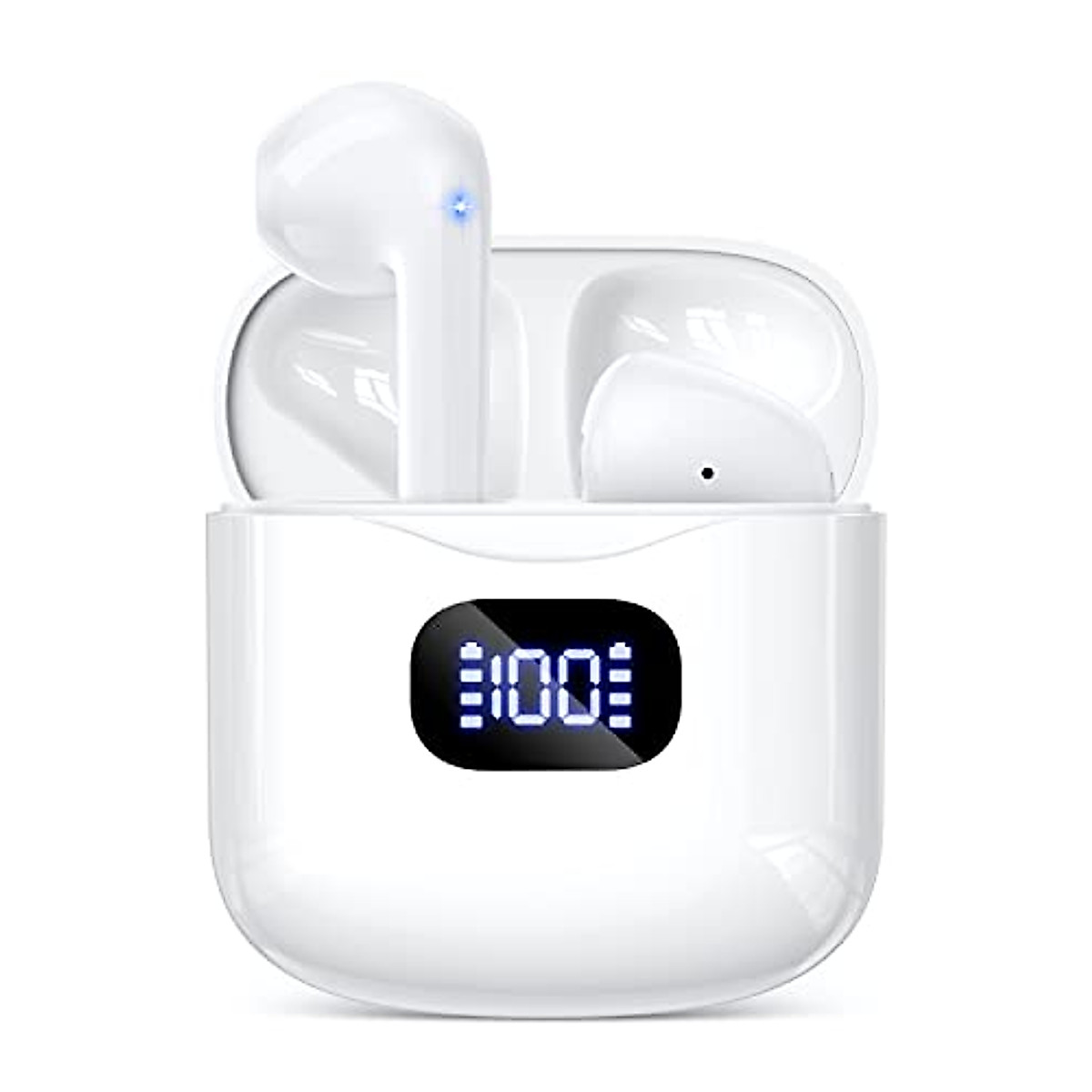 KTGEE Wireless Earbuds, Bluetooth 5.3 Headphones 40Hrs Playtime with Charging Case, IPX5 Waterproof Stereo in-Ear Earphones with Microphone for iPhone Android Cell Phone Sports Workout Gaming, White