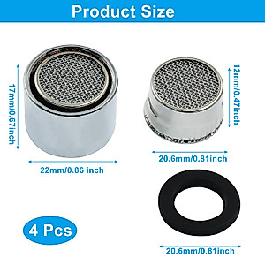 Moicstiy 4 Pcs Faucet Aerator, 55/64 Inch Kitchen Sink Aerator Replacement, Stainless steel Bathroom Faucet Aerator Replacement Parts for Sink Faucet