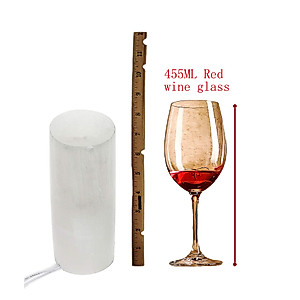 AMOYSTONE White Selenite Electric Lamp Natural Gemstones Crystals Light 3-4 lbs with Cord and Led Bulb Cylindrical 7"