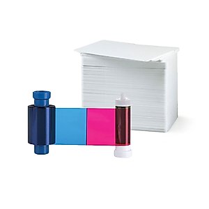 Bodno Magicard MA100YMCKO Color Ribbon - YMCKO - 100 prints Premium CR80 30 Mil Graphic Quality PVC Cards - Qty 100