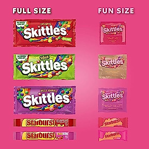 SKITTLES & STARBURST Variety Pack Full Size Chewy Candy Assortment, 37.05 oz, 18 Bars