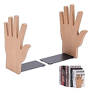 Recsrdce Wood Book Ends for Shelves , 2 in 1 Bookends and Simple Bookshelf Placed on The Table ,Pack of 1 Pair Office Book Stand