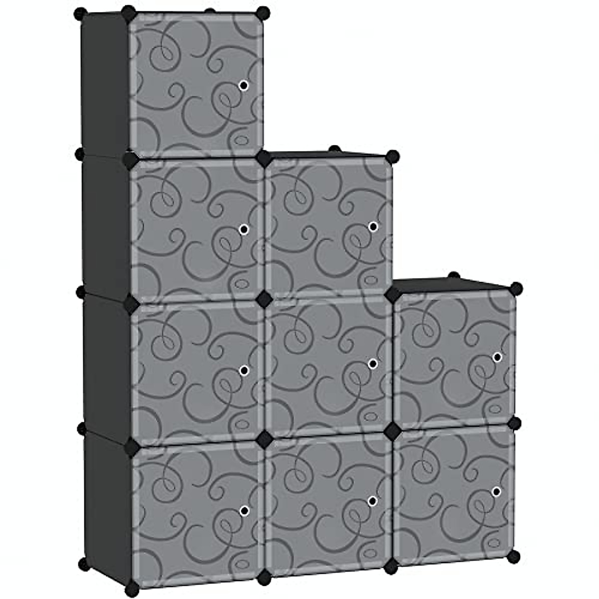 C&AHOME Cube Storage Organizer with Doors, 9-Cube Shelves, Closet Cabinet, DIY Plastic Modular Bookshelf, Storage Shelving Ideal for Bedroom, Living Room, 36.6”L x 12.4”W x 36.6”H Black USHS3009B-DOOR