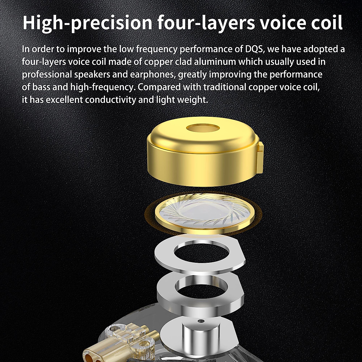 KZ DQS Wired Earbuds Dynamic Driver in Ear Monitor Headphone Semi-Open HiFi Bass Earphone 2pin 3.5mm Gaming Earbuds (Without Mic)