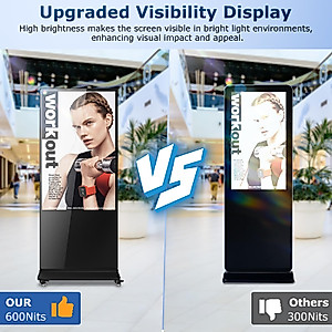 antfraer 43" Digital Signage Kiosk, Touchscreen 2K Digital Signage Player, Android 11.0 OS Auto Media Player, Indoor Advertising Display Totem with WiFi & HD Inputs Digital Signage 4GB RAM& 32GB ROM