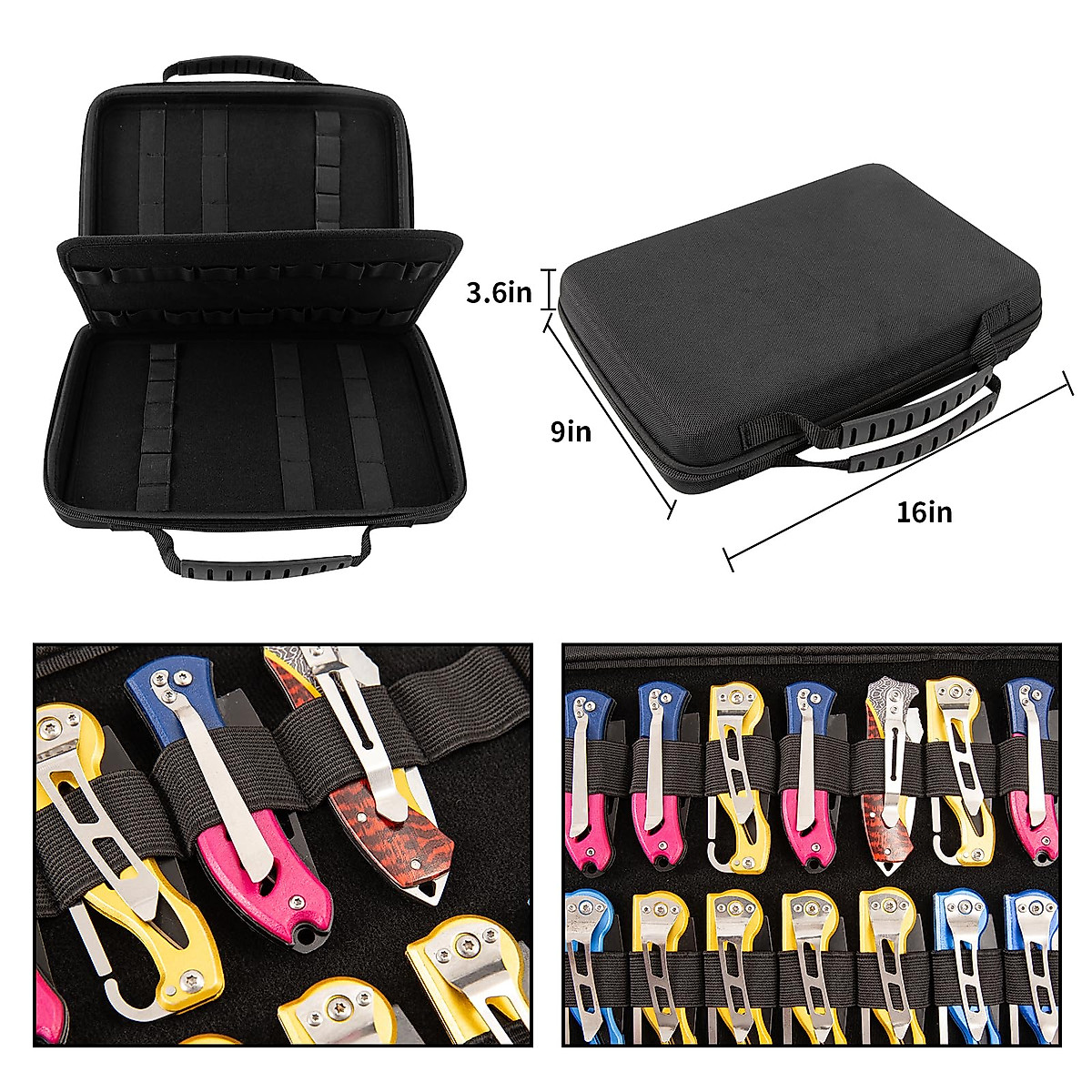 QEES Knife Display Case,62 Slots Knife Case,Knife Storage,Butterfly Knives Storage Organizer,Pocket Knives Collection Protector Butterfly Knives Case For Survival Tactical Outdoor EDC Mini Knife