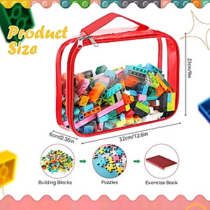 Sanwuta 3 Packs Toy Storage Bags with Zipper, Clear PVC Organizing Bags, Waterproof Toy Bags for Board Games, Building Blocks, Toys and Kids Books (Red, Blue, Yellow,12.6 x 9 x 2.36 Inch)