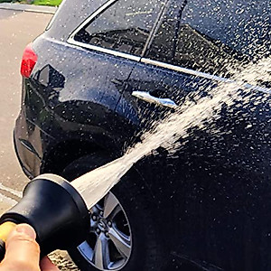 Hose Nozzle, Lichamp Heavy Duty Brass Fireman Style High Power Leak Proof Adjustable Garden Water Sprayer, Suitable for Car Wash, Patio Cleaning, Watering Lawn and Garden, Shower Pets (Black)