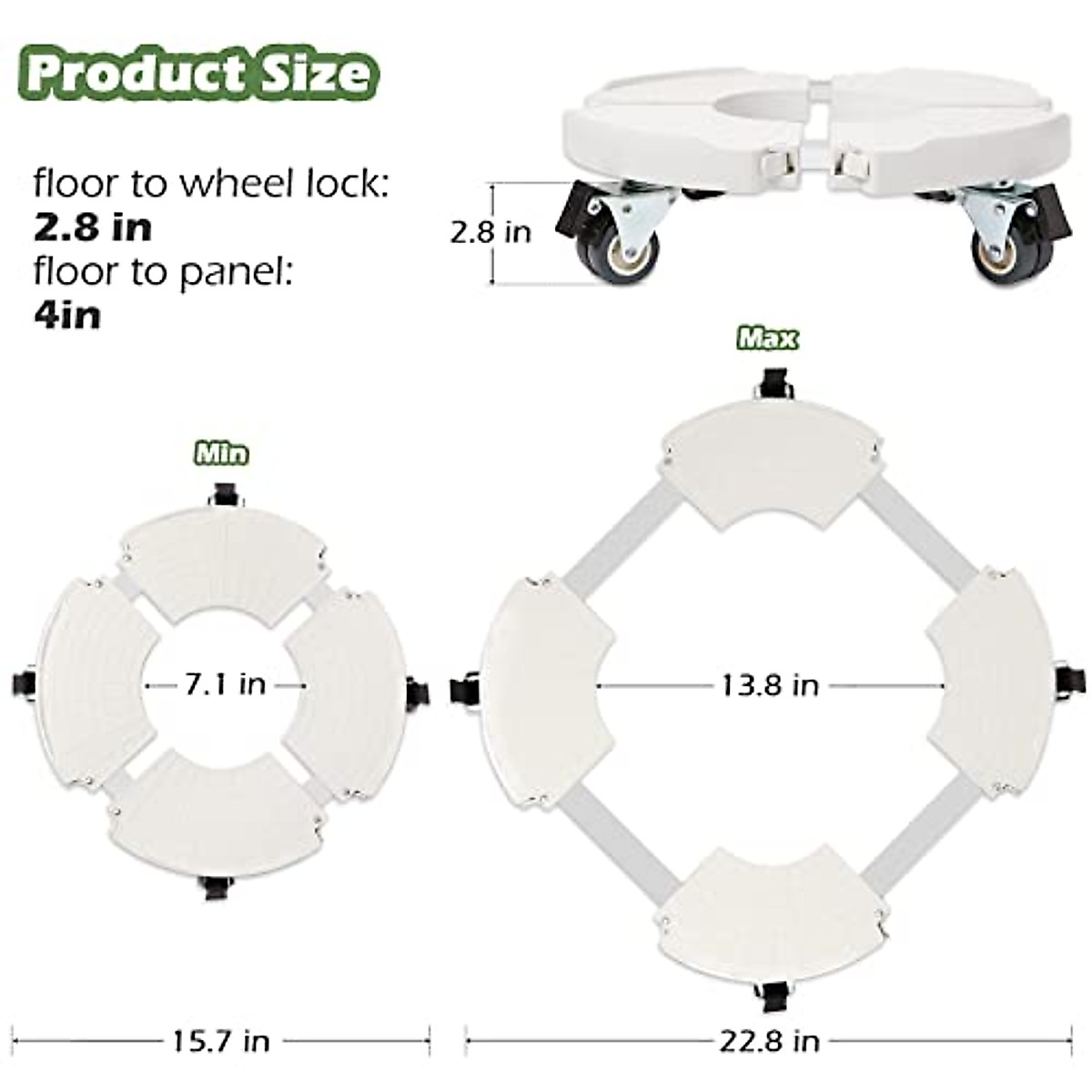 Nefish Plant Stand with Wheels Adjustable 15-21 Inches Plant Caddy with Dual Wheels Heavy Duty Rolling Plant Dolly Cart for Planters Plant Mover for Outdoor Indoor Potted Plant Trash Can Dolly