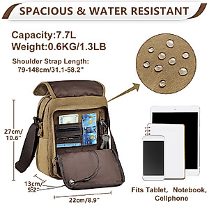 VASCHY Messenger Bag Small, Canvas Water Resistant Crossbody Shoulder Bag Purse for Men and Women Camel